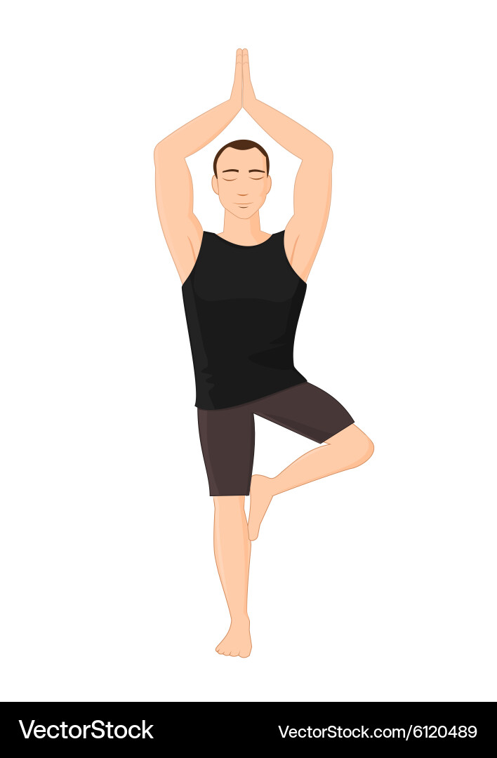 Man in yoga tree pose Royalty Free Vector Image