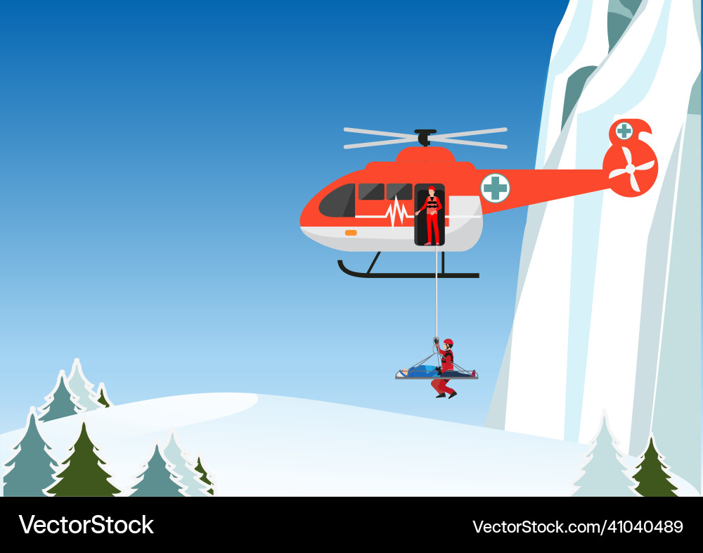 Mountain Rescue Helicopter Royalty Free Vector Image