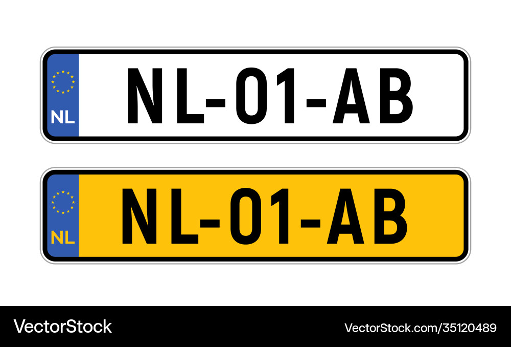 Netherlands dutch license plate european Vector Image