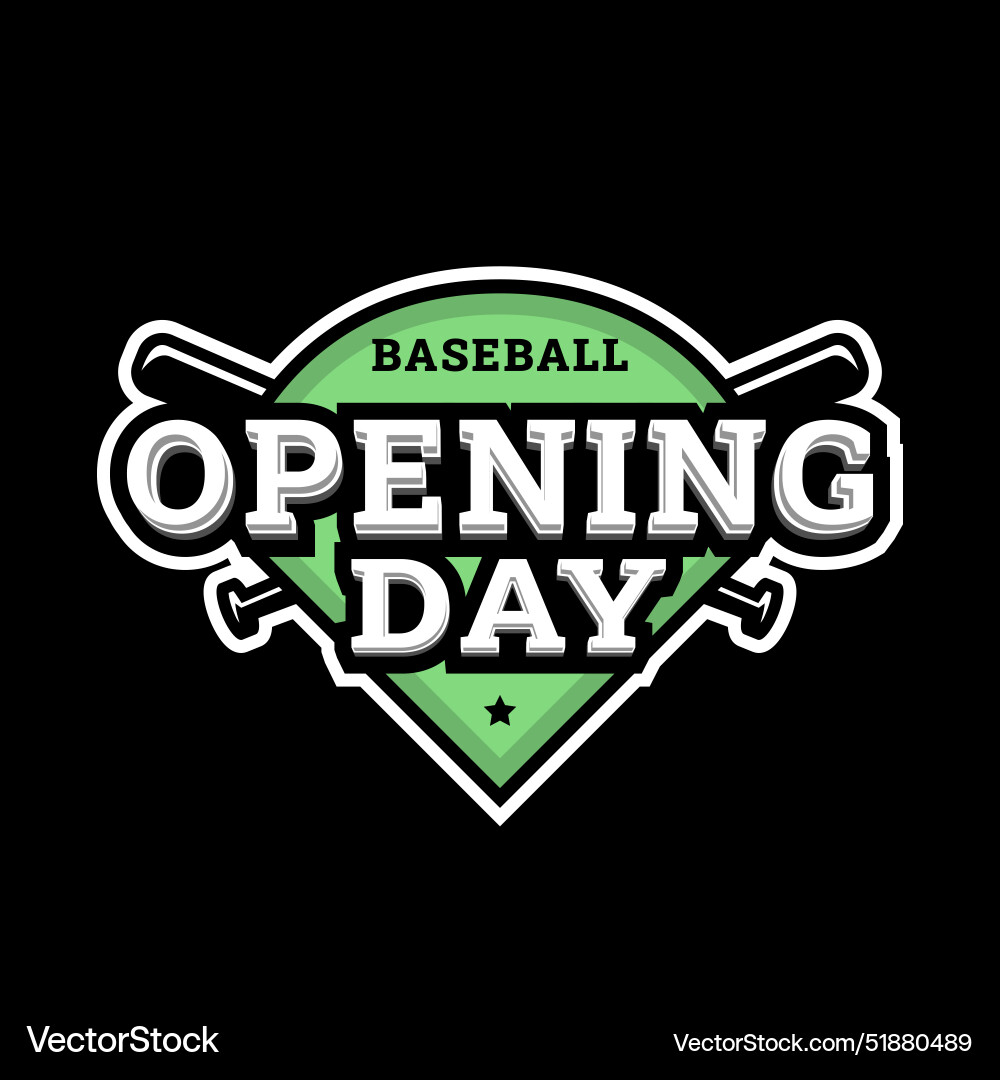 Opening day baseball logo emblem on a dark Vector Image