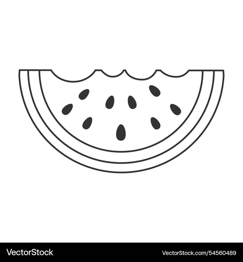 Outline bitten watermelon slice with seeds Vector Image