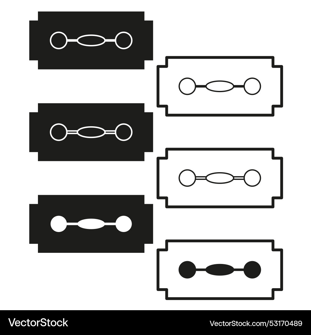 Razor blades set monochrome blade designs safety Vector Image