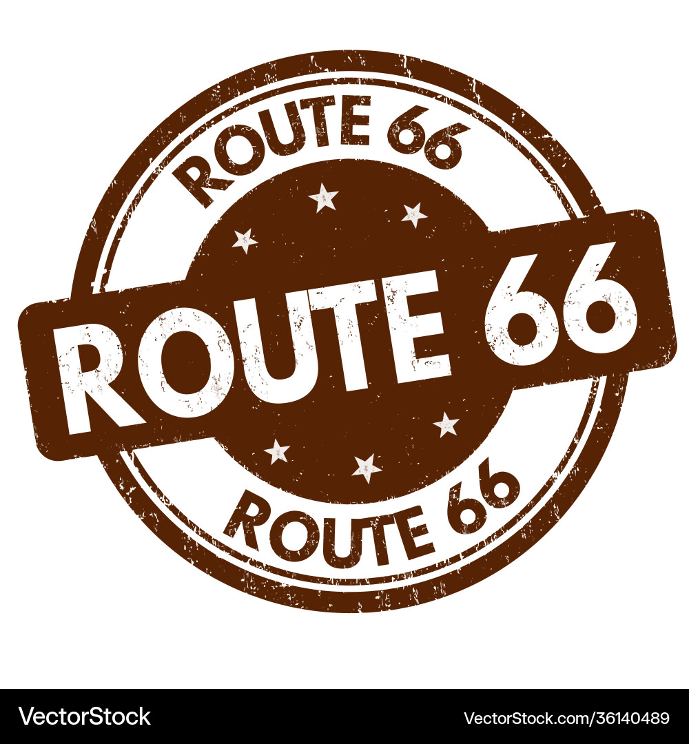 Route 66 grunge rubber stamp Royalty Free Vector Image