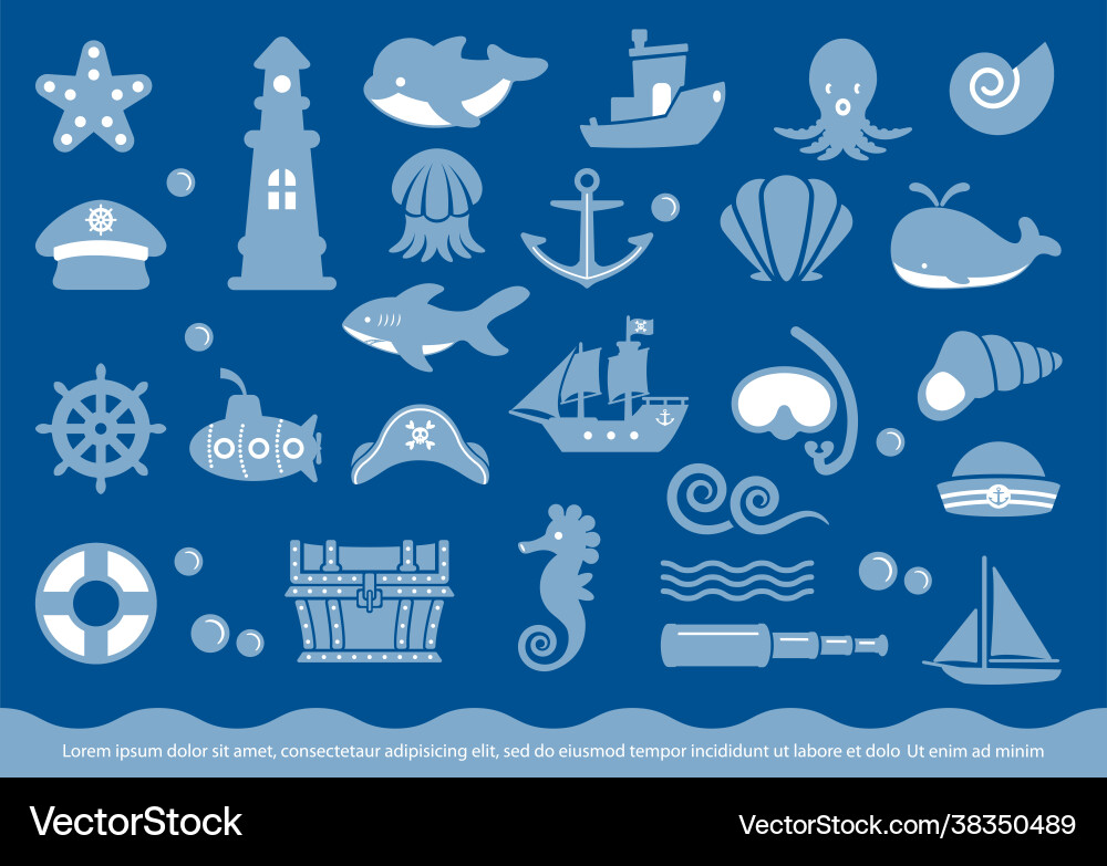 Sea icons image Royalty Free Vector Image - VectorStock
