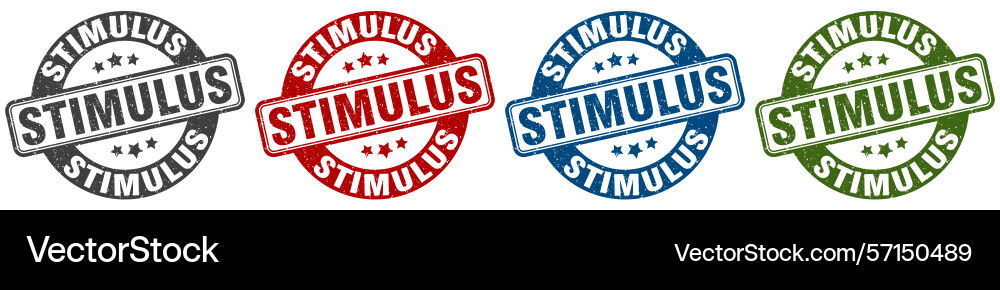 Stimulus stamp round set isolated Royalty Free Vector Image