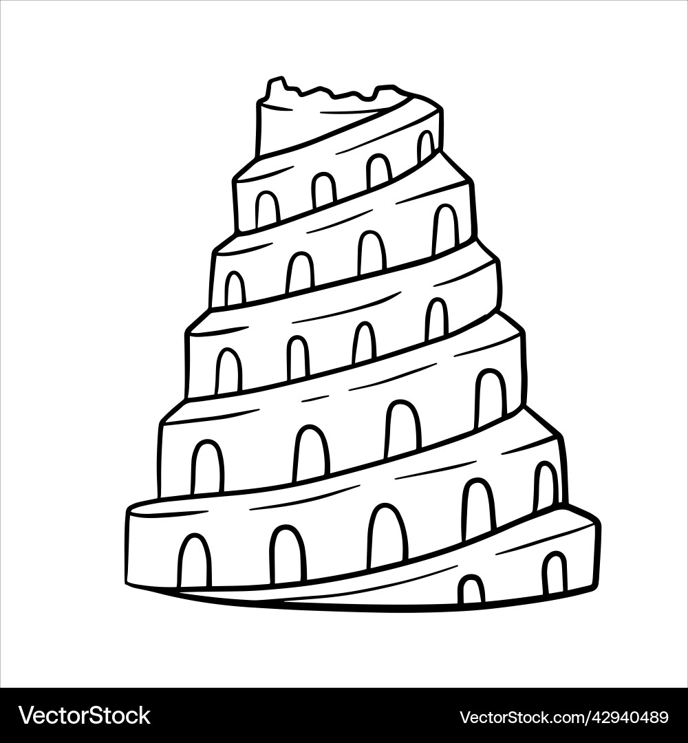 Tower of babel ancient city babylon Royalty Free Vector