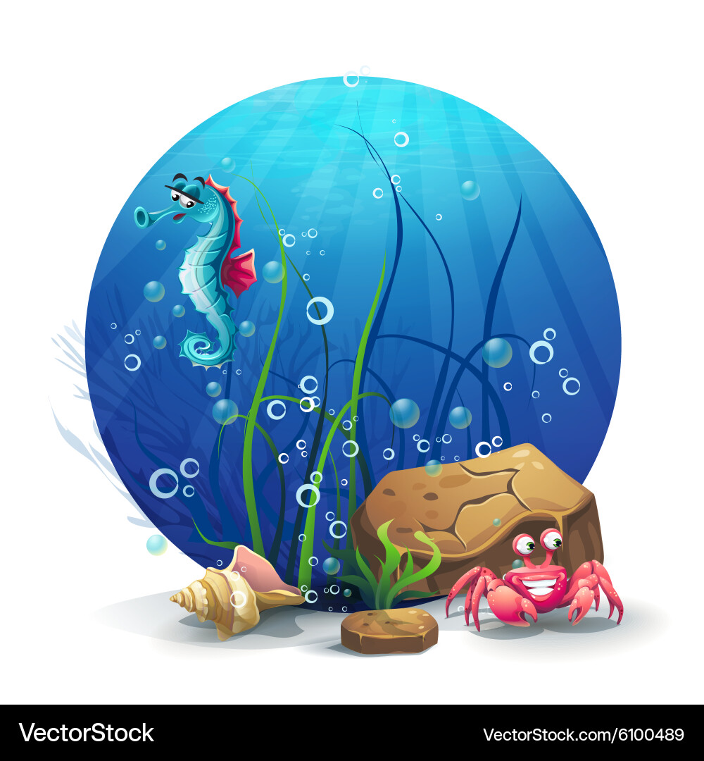 Underwater rocks with seahorse Royalty Free Vector Image