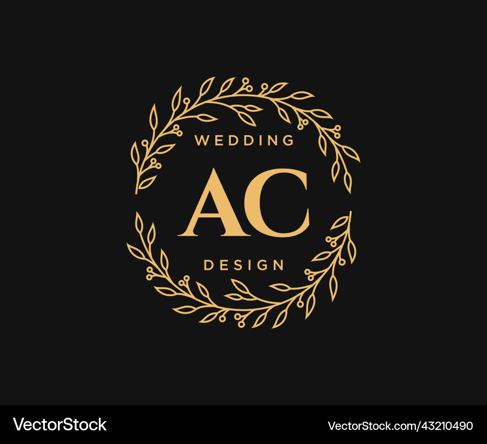 Ac Initialen Brief Hochzeit Monogramm Logos Vektorbild