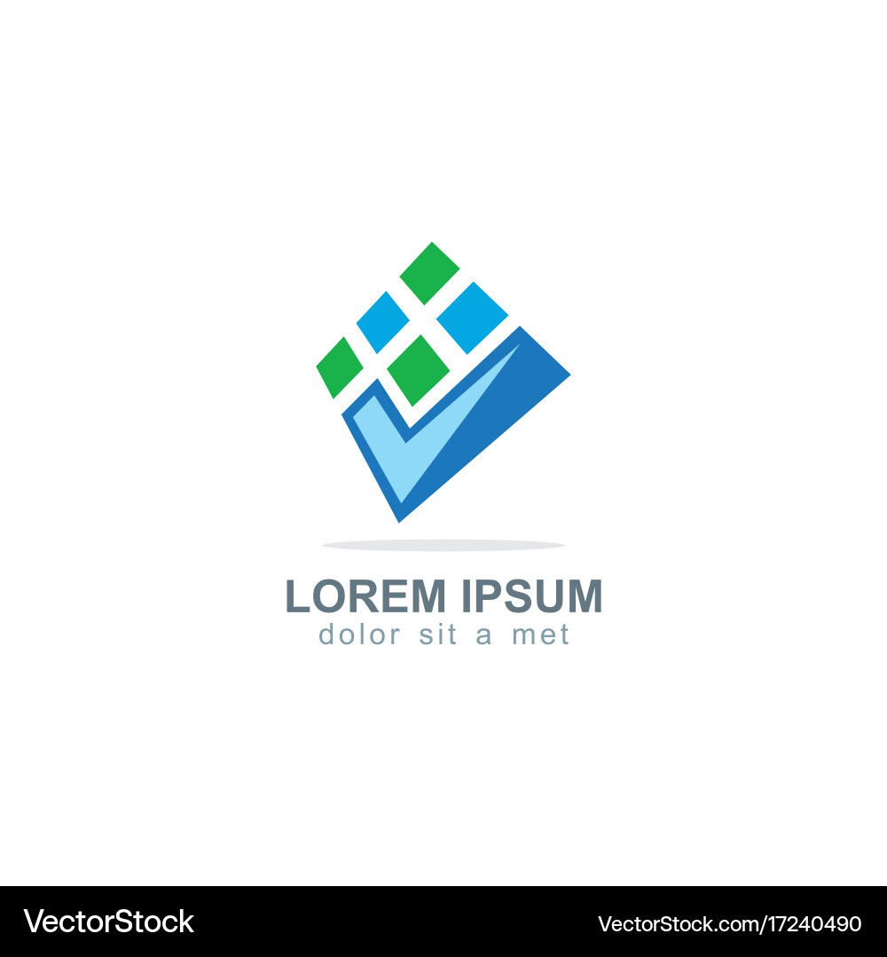 Check mark digital technology logo Royalty Free Vector Image