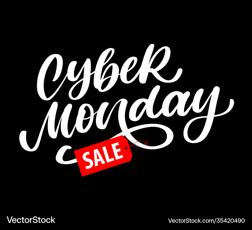 Cyber monday lettering calligraphy text brush Vector Image