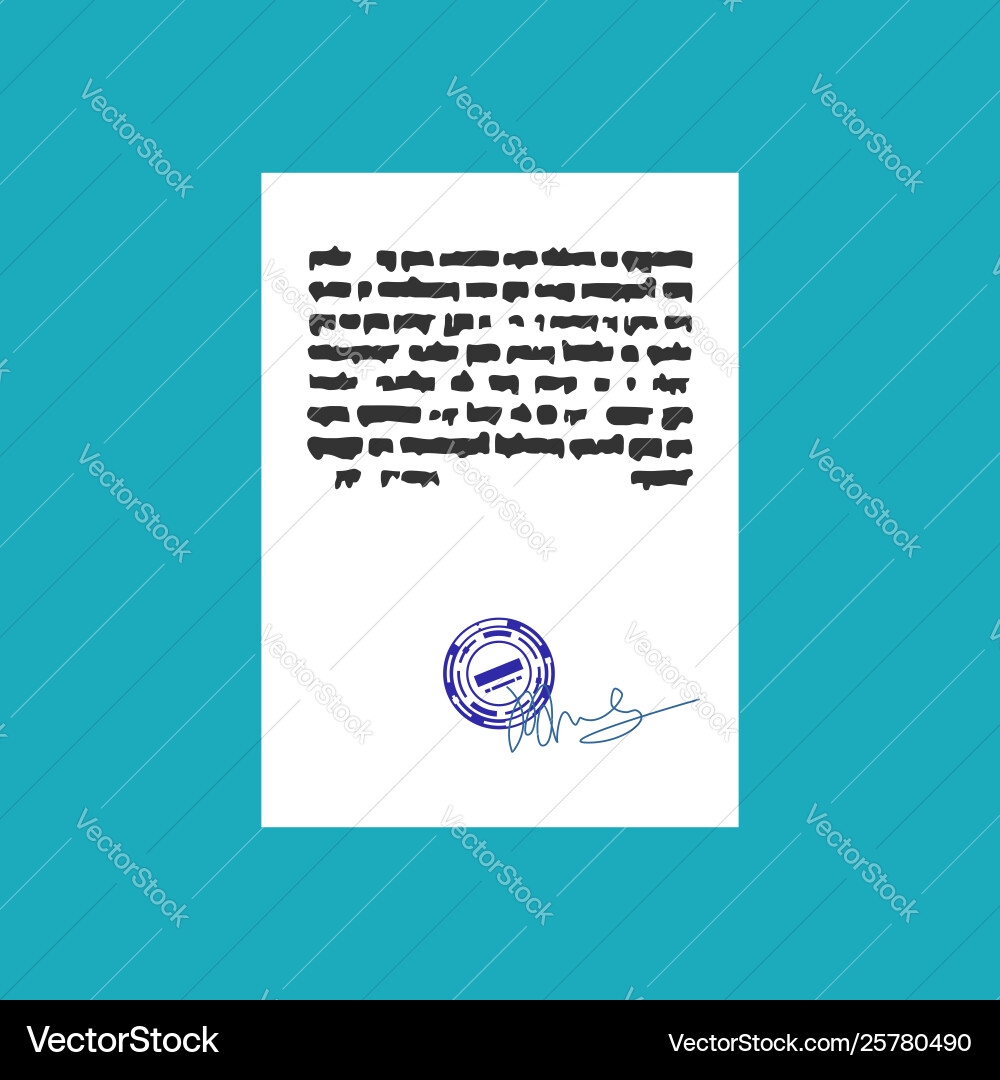 Document with stamp seal and signature official Vector Image
