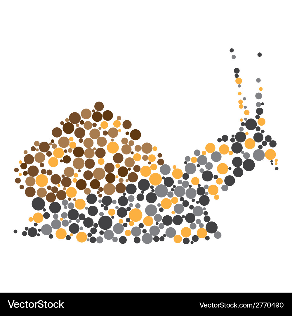 Dotted colorful snail silhouette Royalty Free Vector Image