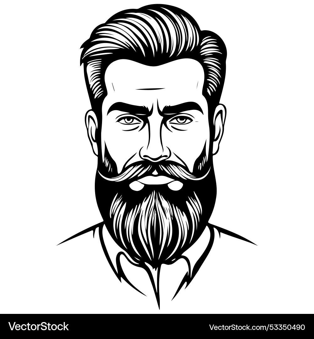 Drawing beard engrave hand drawn line Royalty Free Vector