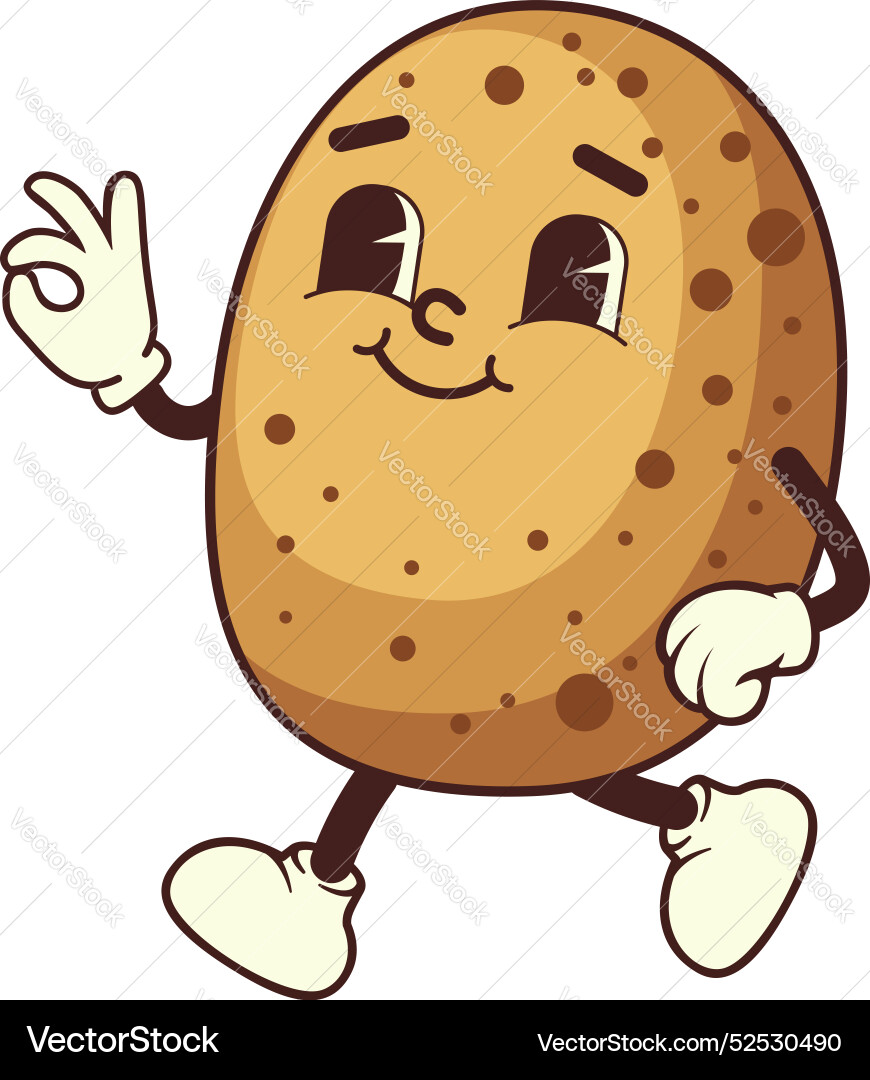 Funny cartoon walking potato Royalty Free Vector Image