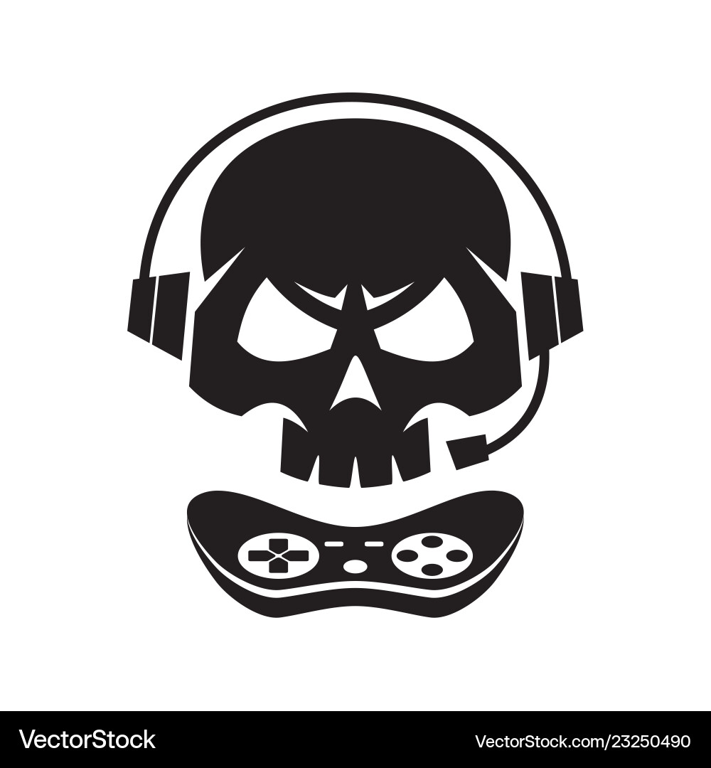 Gamer Skull Joystick Silhouette Royalty Free Vector Image