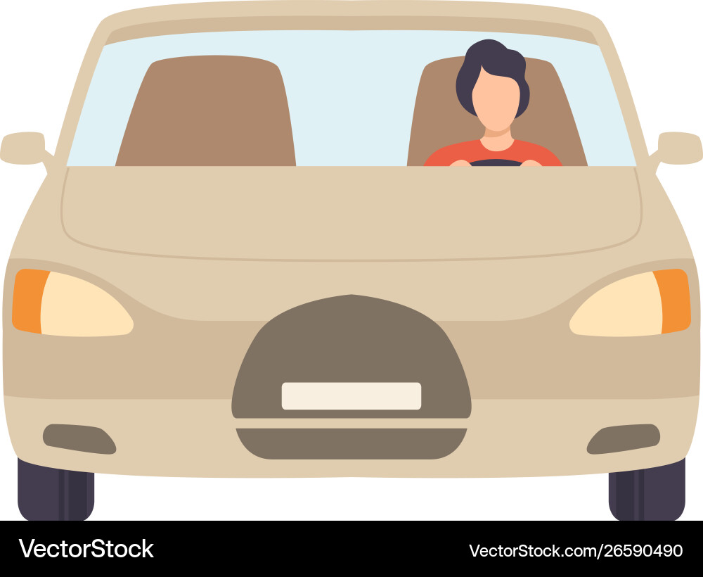 Gray car with male driver front view Royalty Free Vector