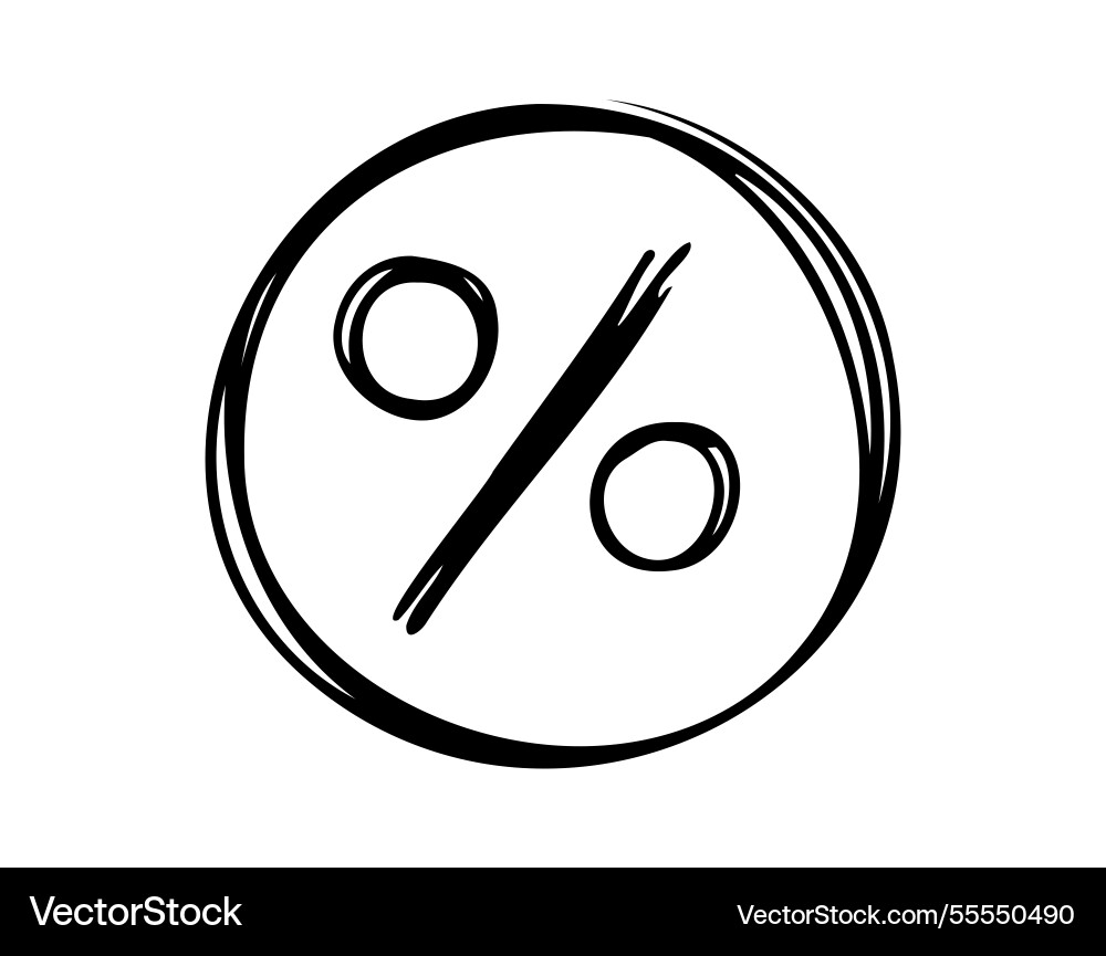 Percentage hand drawn doodle symbol drawing line Vector Image