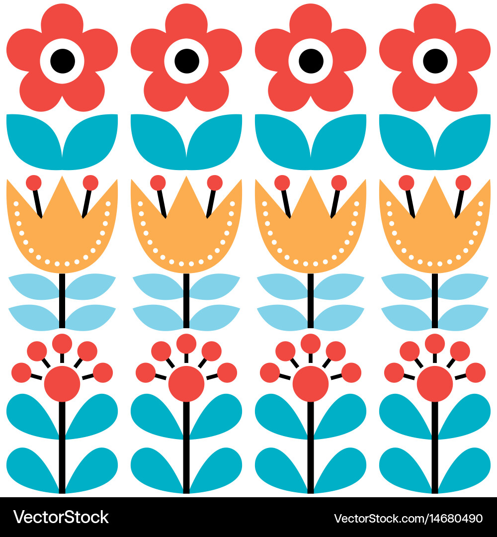 Scandinavian seamless pattern swedish folk art Vector Image