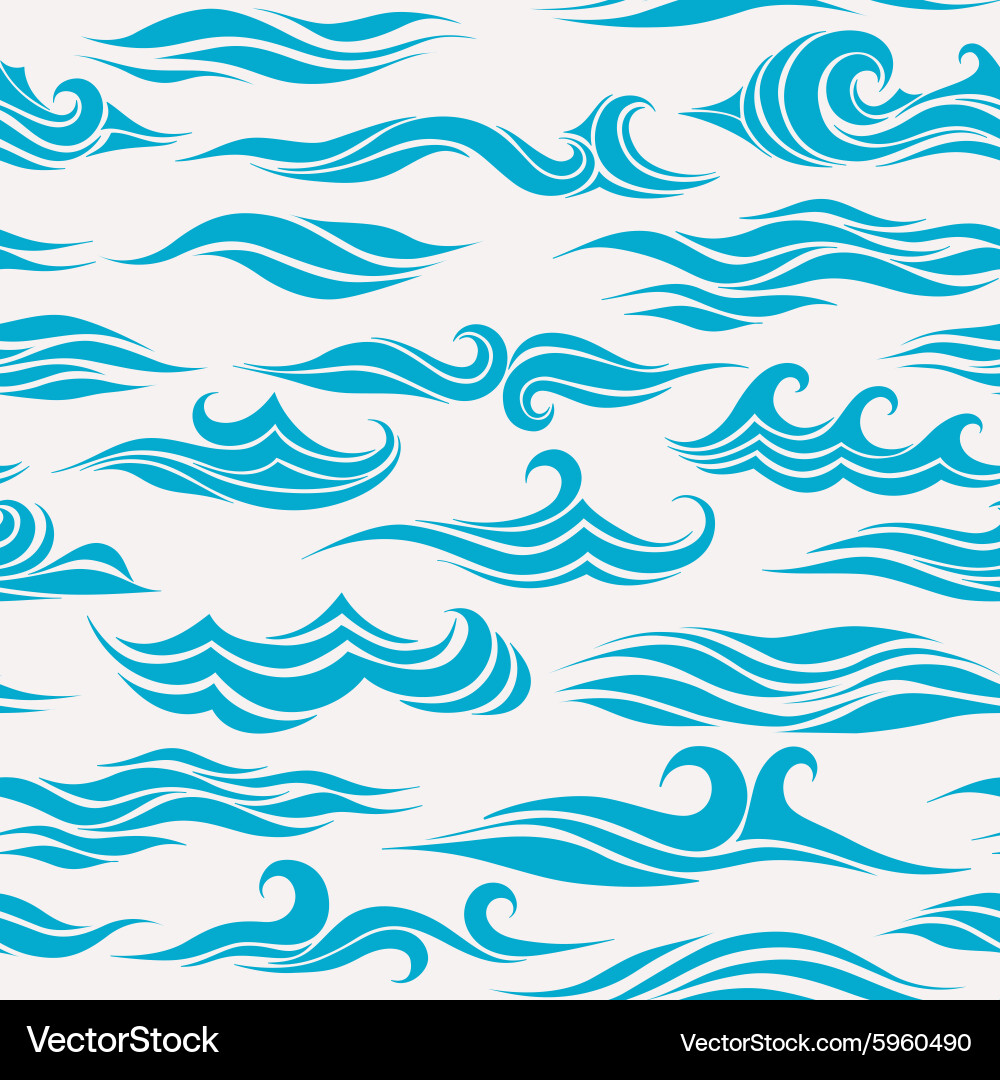 Seamless pattern of stylized waves Royalty Free Vector Image