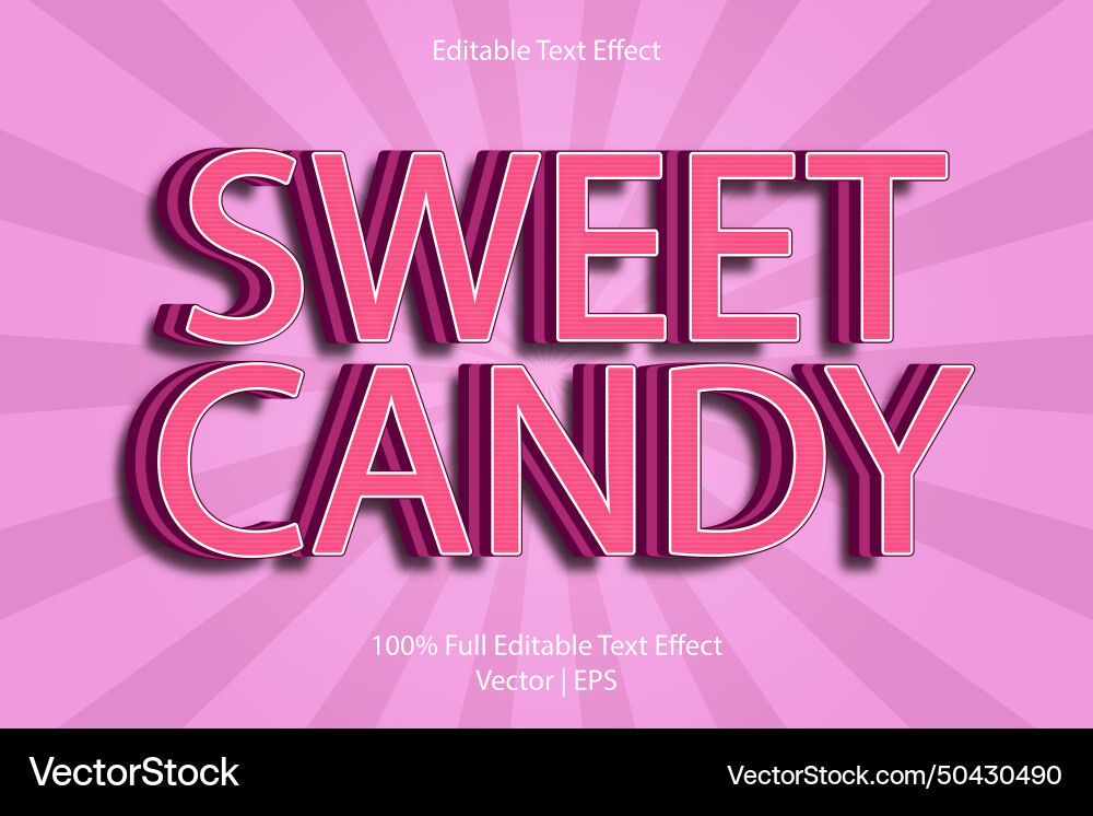 Sweet candy editable text effect cartoon style Vector Image