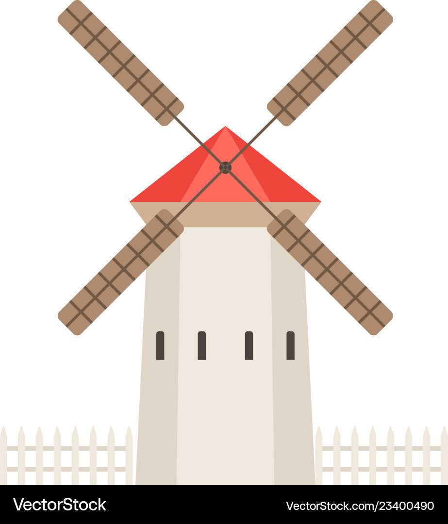 Traditional rural windmill building ecological Vector Image