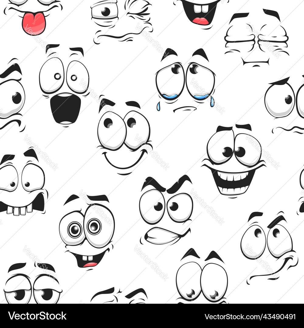 Cartoon Faces Seamless Pattern Royalty Free Vector Image