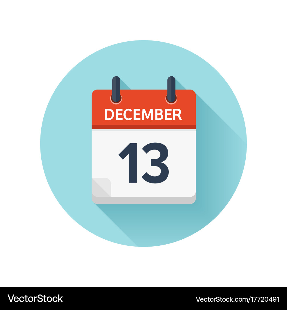 December 13 flat daily calendar icon date Vector Image