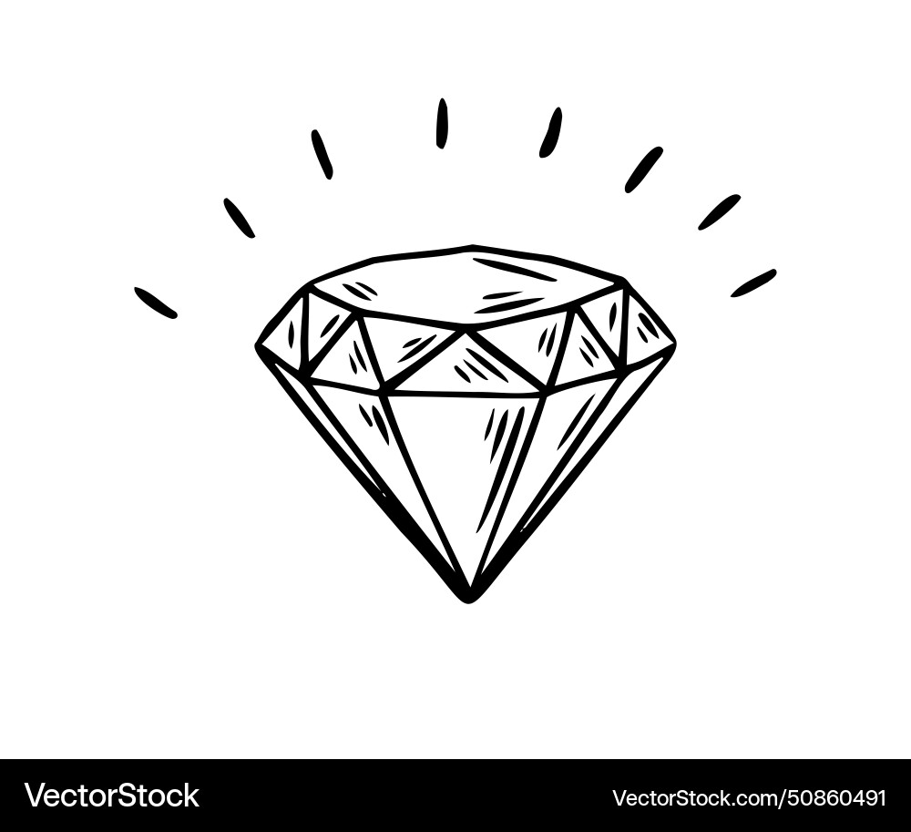 Diamond doodle icon hand drawn style outline Vector Image