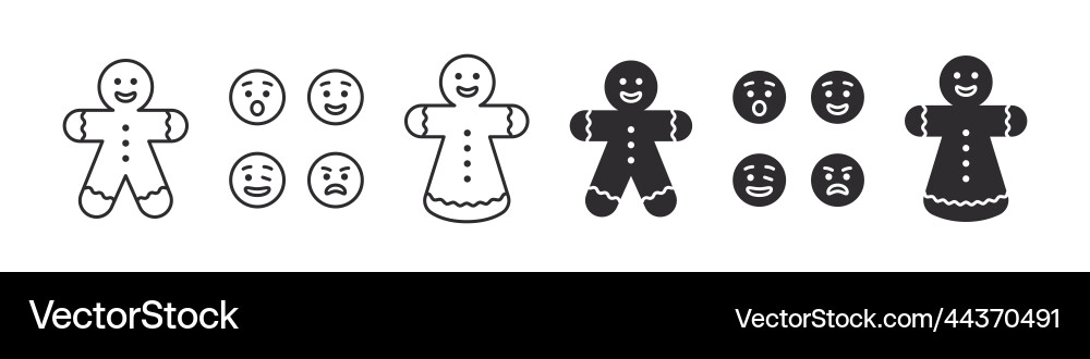 Gingerbread man with different emotions on his Vector Image