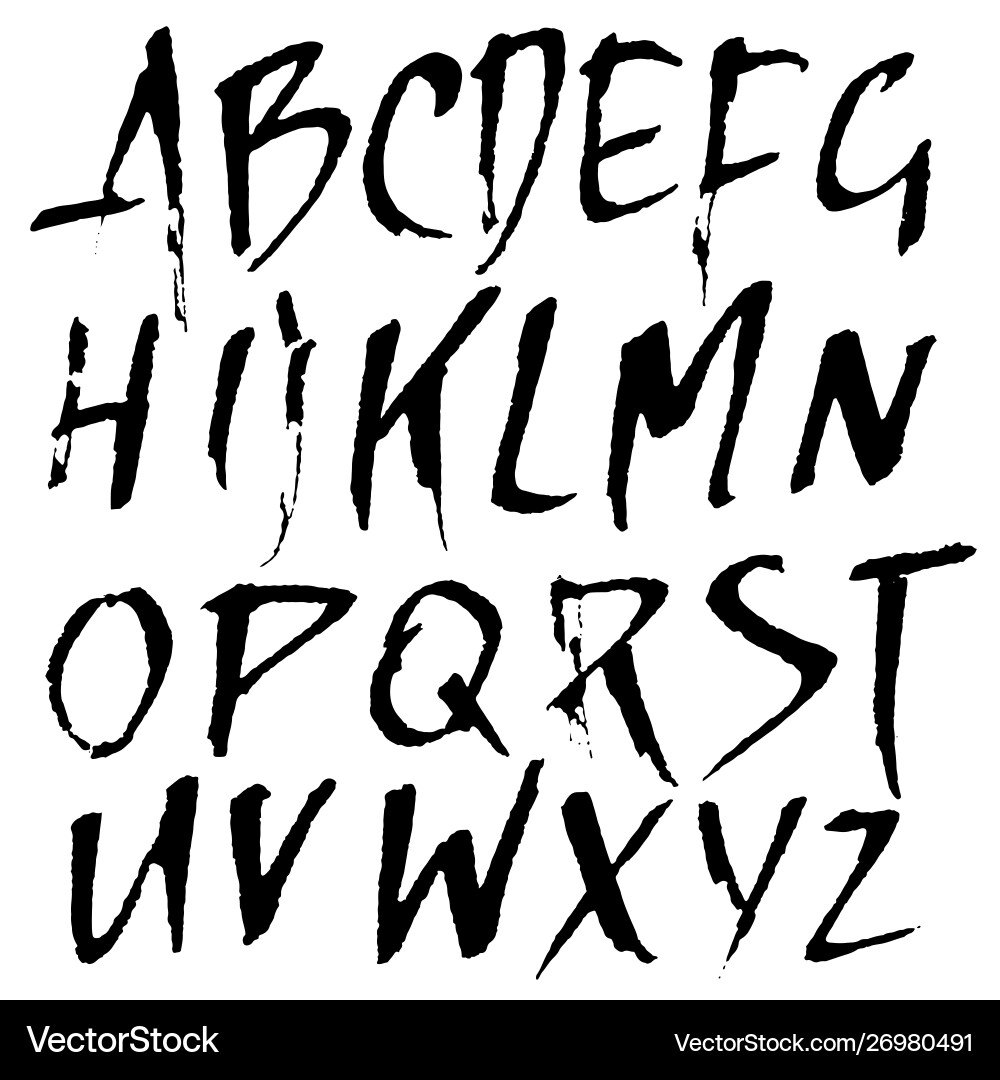 Hand drawn dry brush font modern lettering Vector Image