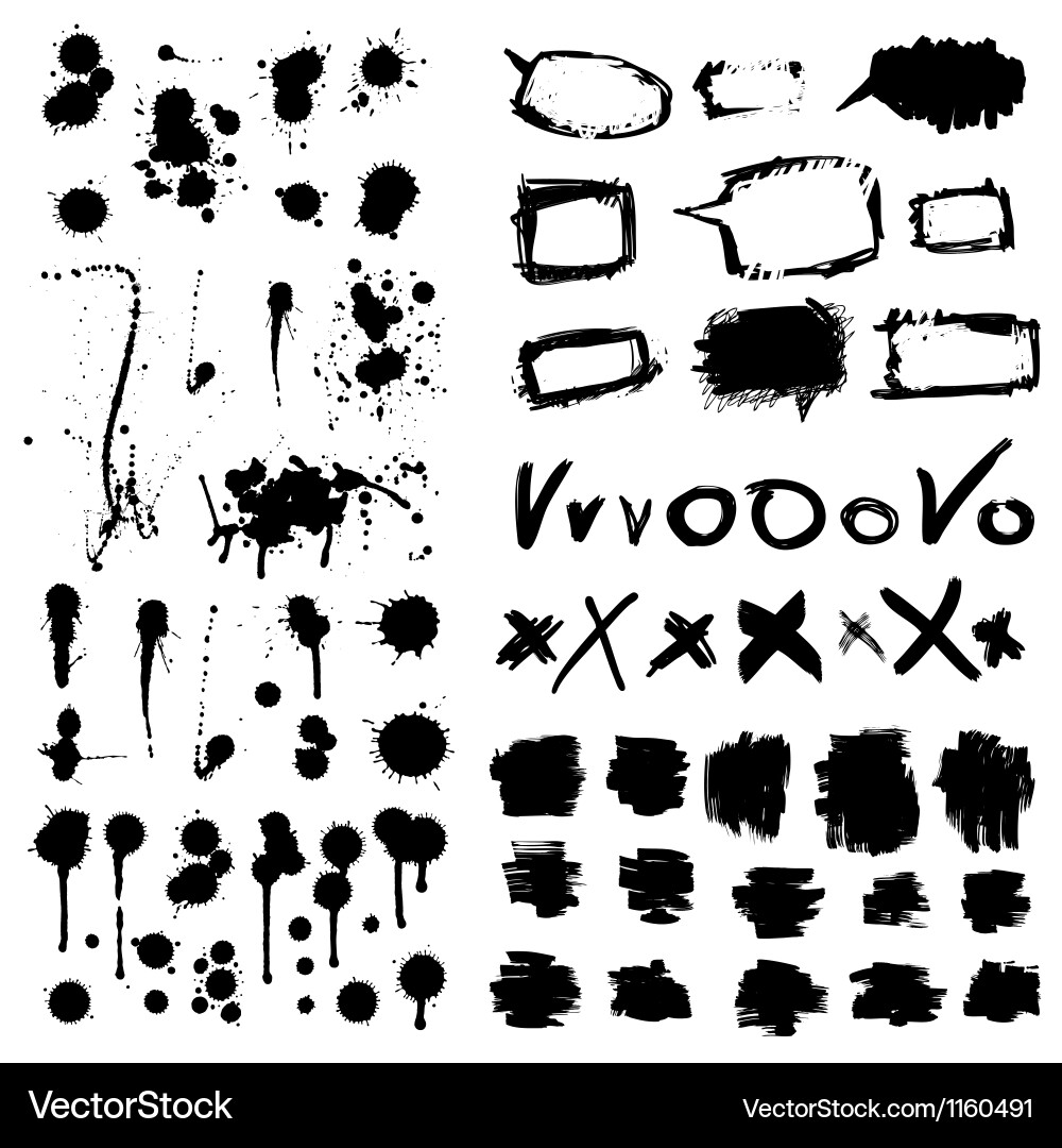 Ink splatters grunge design elements collection Vector Image