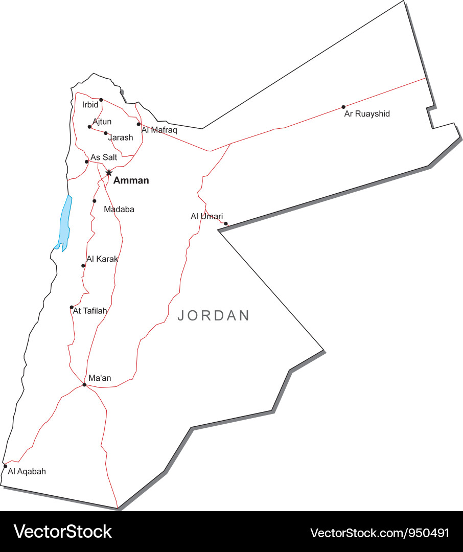 Jordan black white map Royalty Free Vector Image