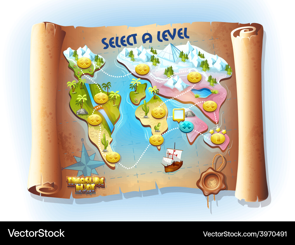 Treasure Hunt Map Vector Treasure Map X Vector Art, Icons, And