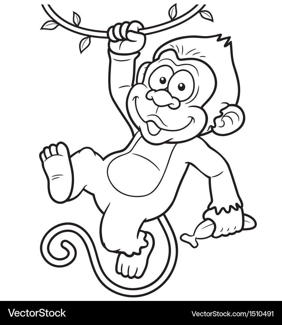 Monkey outline Royalty Free Vector Image - VectorStock