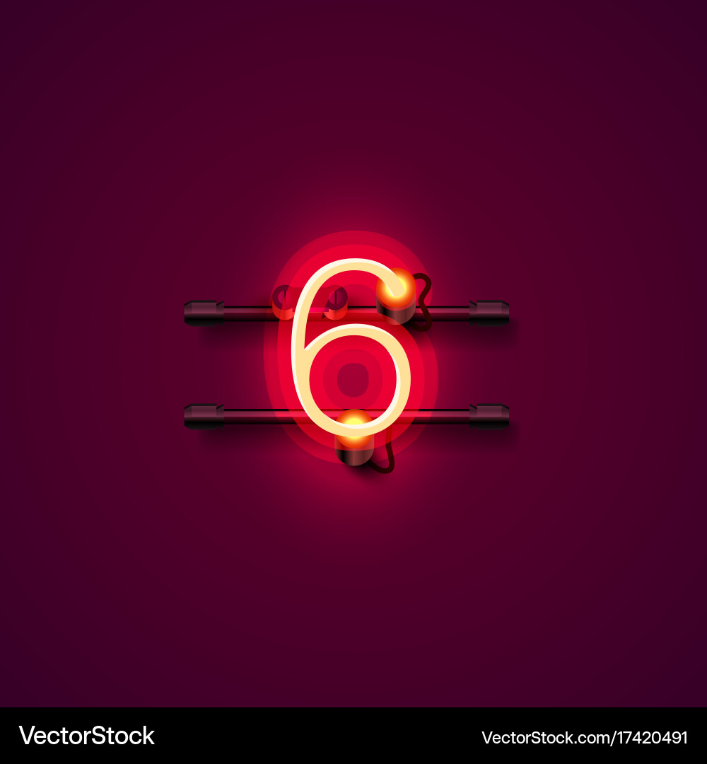 Neon Number 6 Sign Royalty Free Vector Image - VectorStock