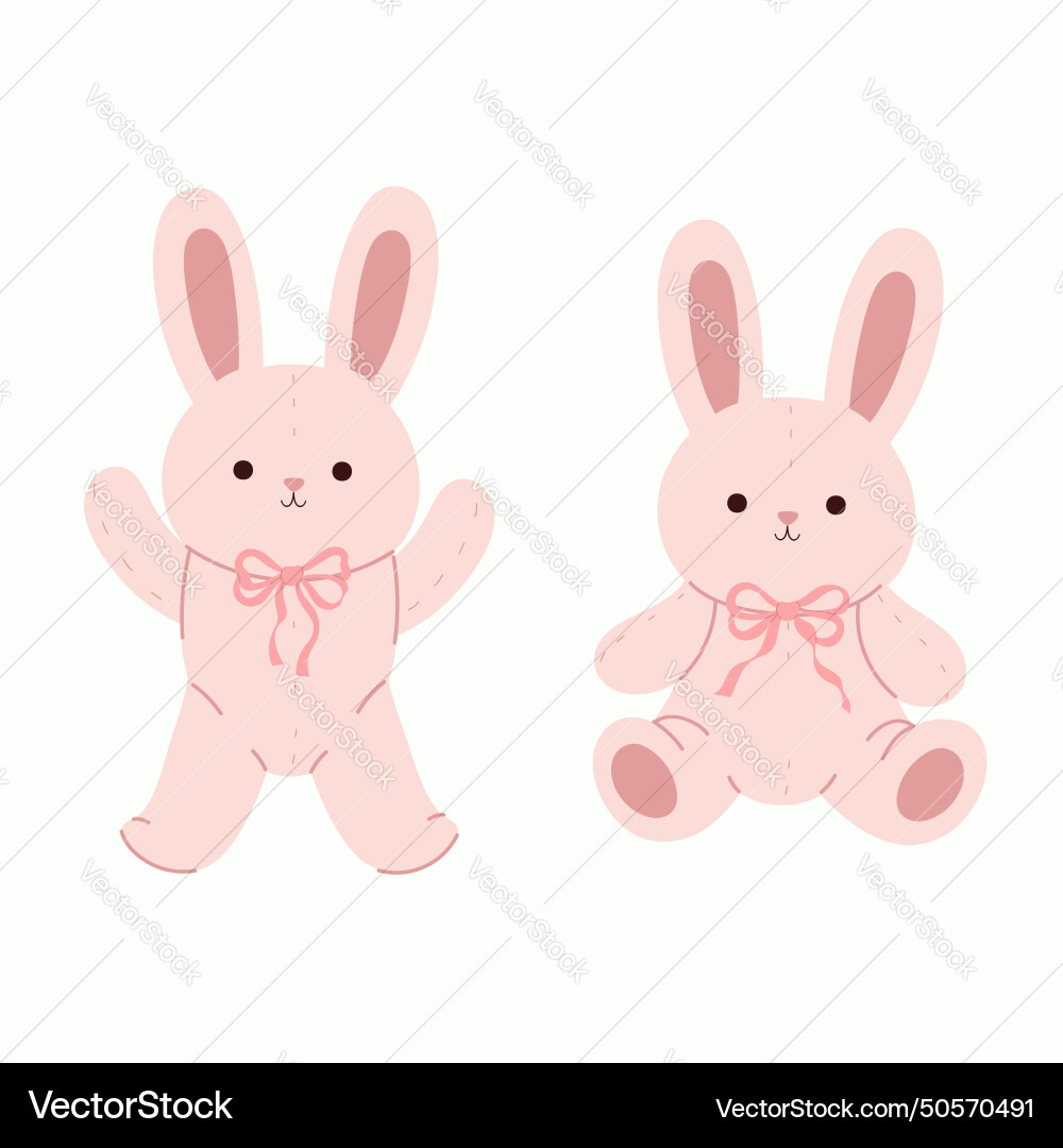 Set of toy rabbits isolate on a white background Vector Image