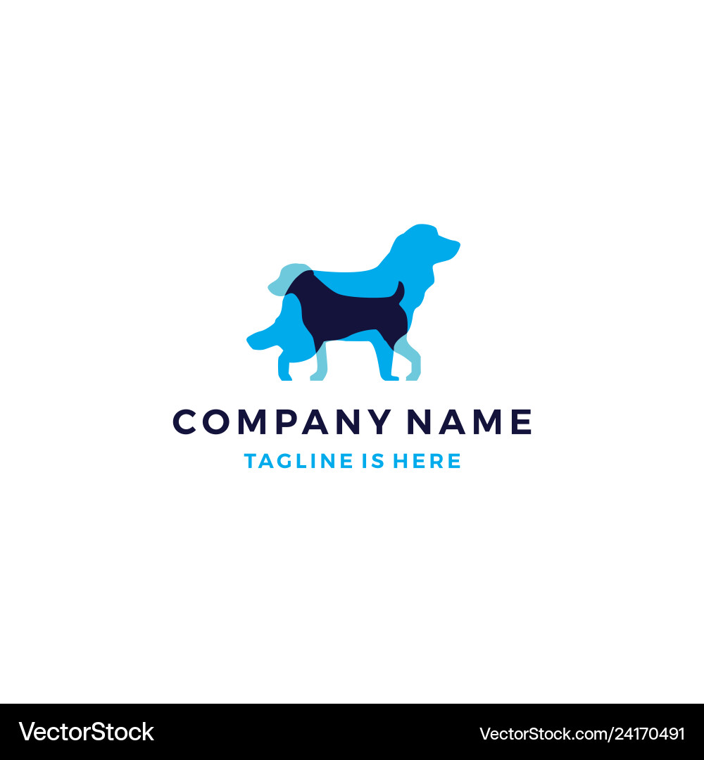 Two overlapping dog flat logo icon template Vector Image