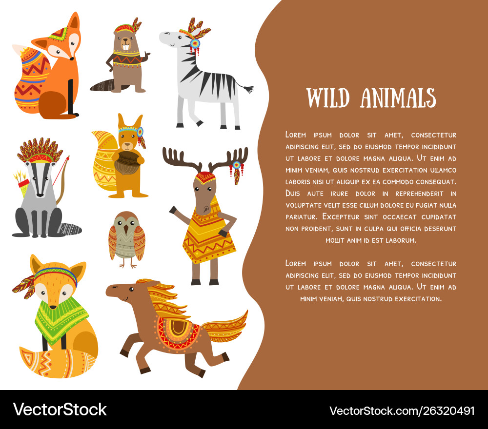 Wild animals banner template with place for text Vector Image