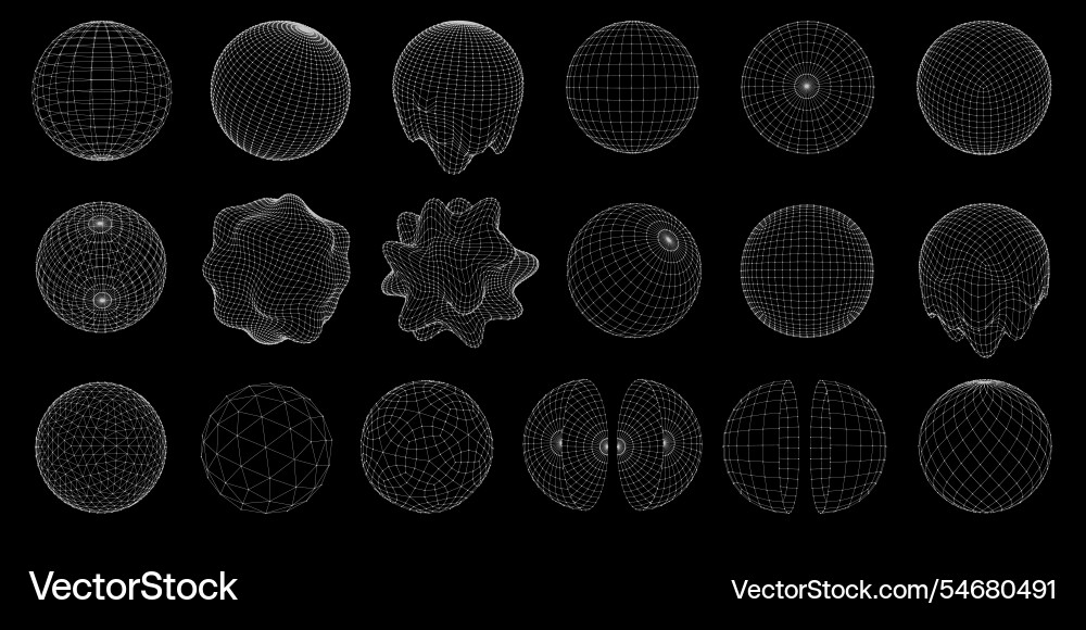Wireframe 3d sphere mesh grid digital ball Vector Image