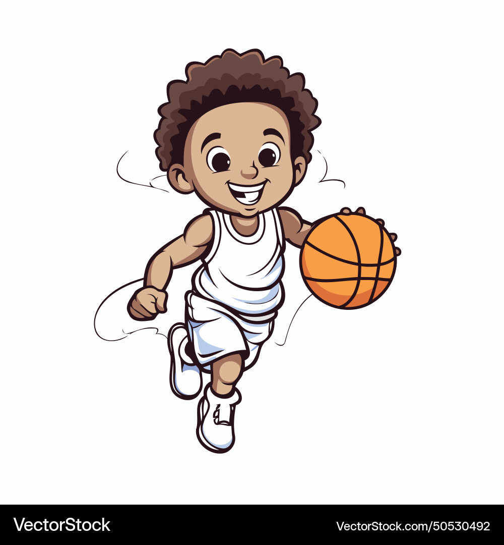 A boy playing basketball isolated on white Vector Image