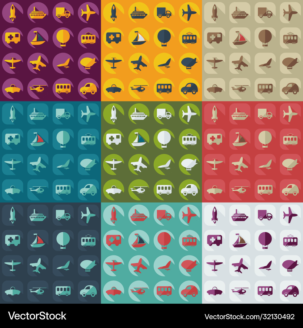 Assembly icons transport delivery set Royalty Free Vector