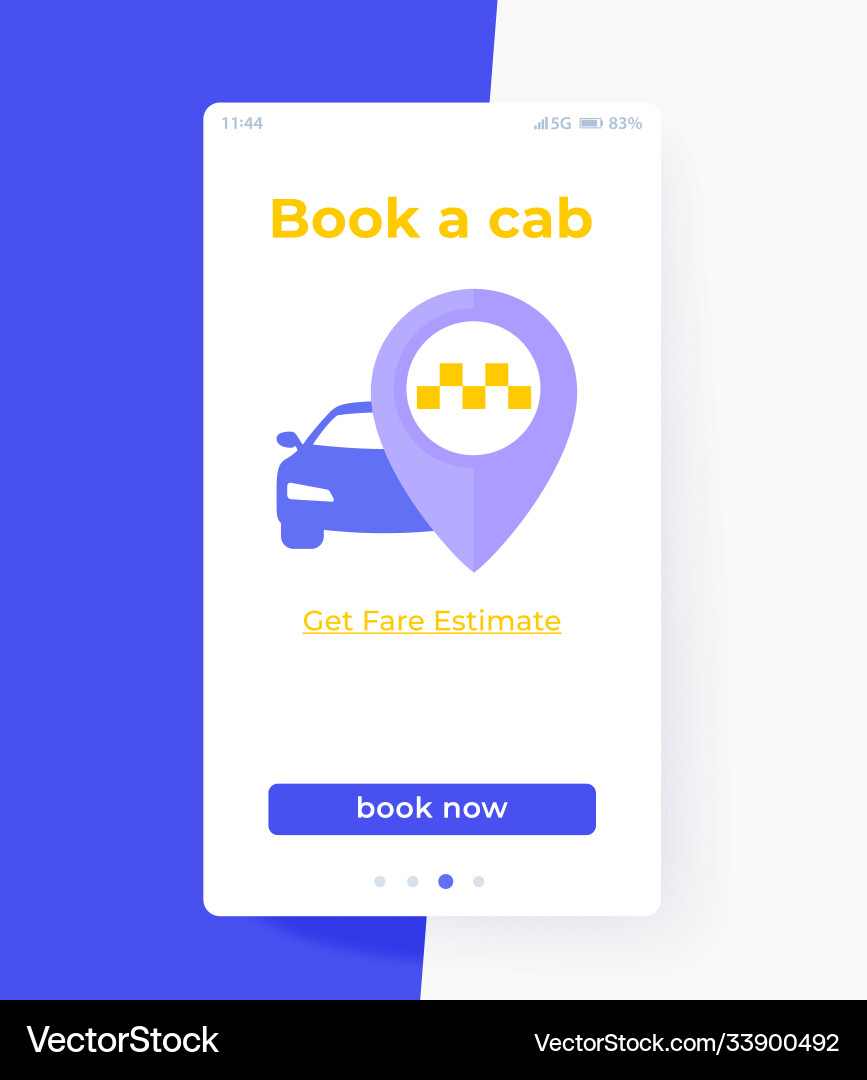 Book a cab app interface ui Royalty Free Vector Image