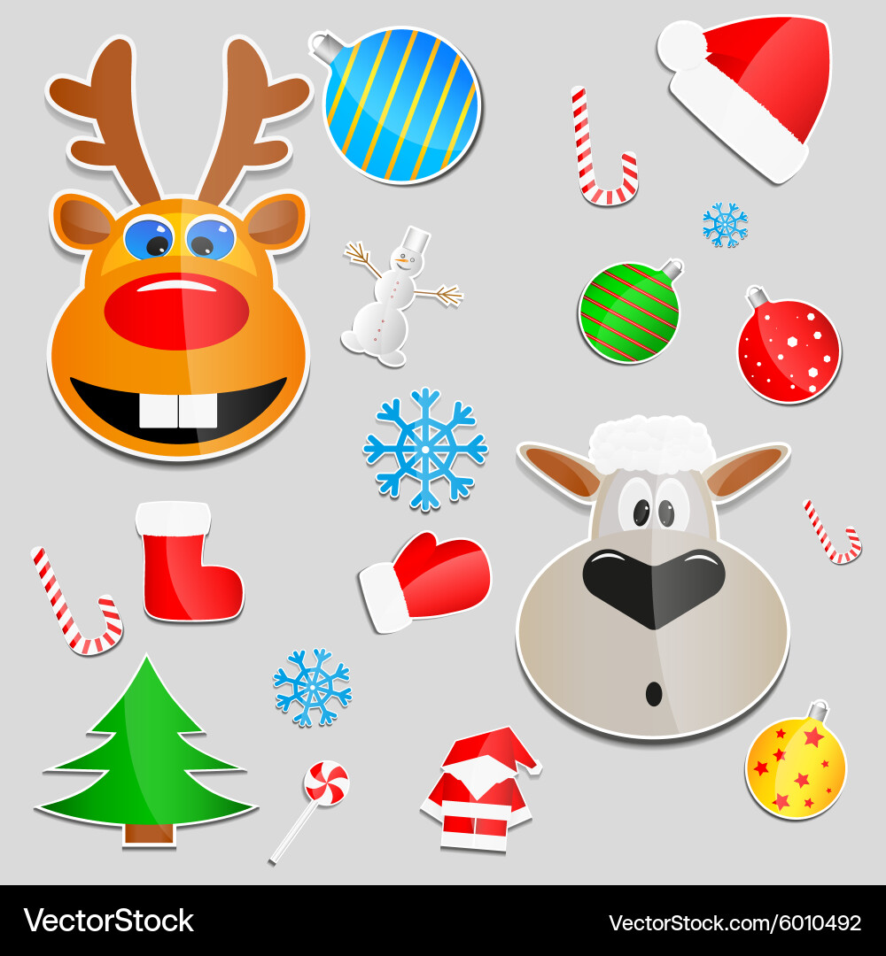 Christmas stickers Royalty Free Vector Image - VectorStock