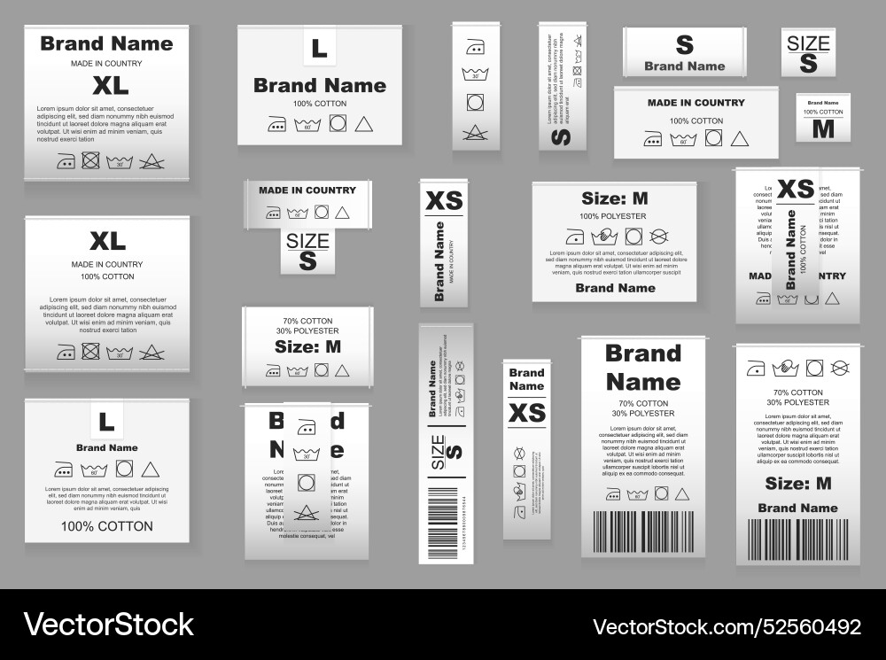 Clothes laundry labels mega set realistic elements