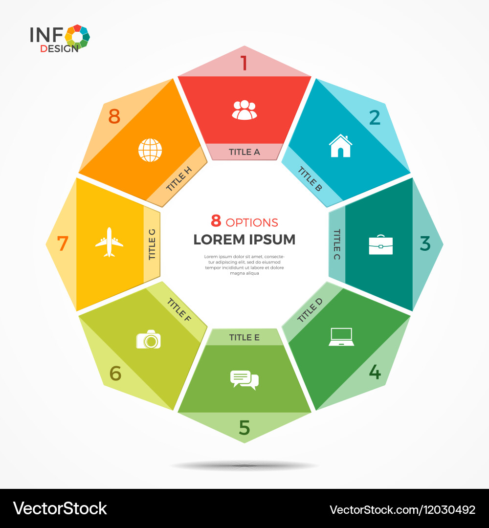 Colorful infographic template with circle chart 8 Vector Image