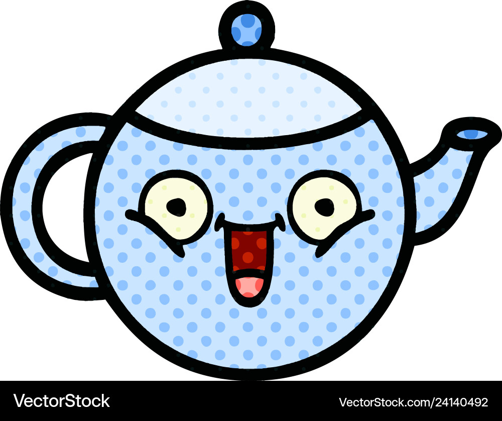 Comic book style cartoon teapot Royalty Free Vector Image