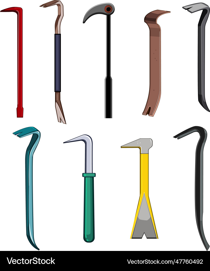 Crowbar metal set cartoon Royalty Free Vector Image