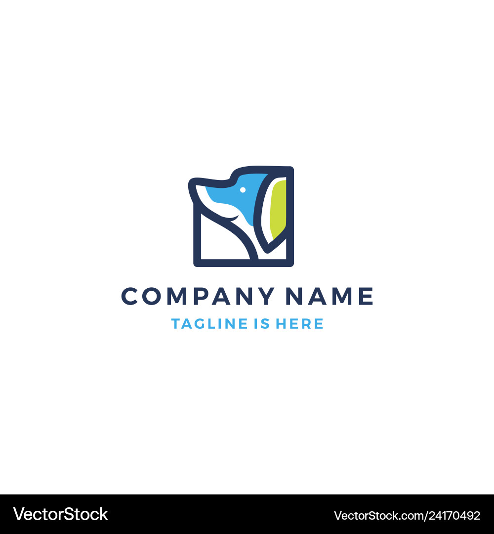 Cute dog head square icon logo template Royalty Free Vector