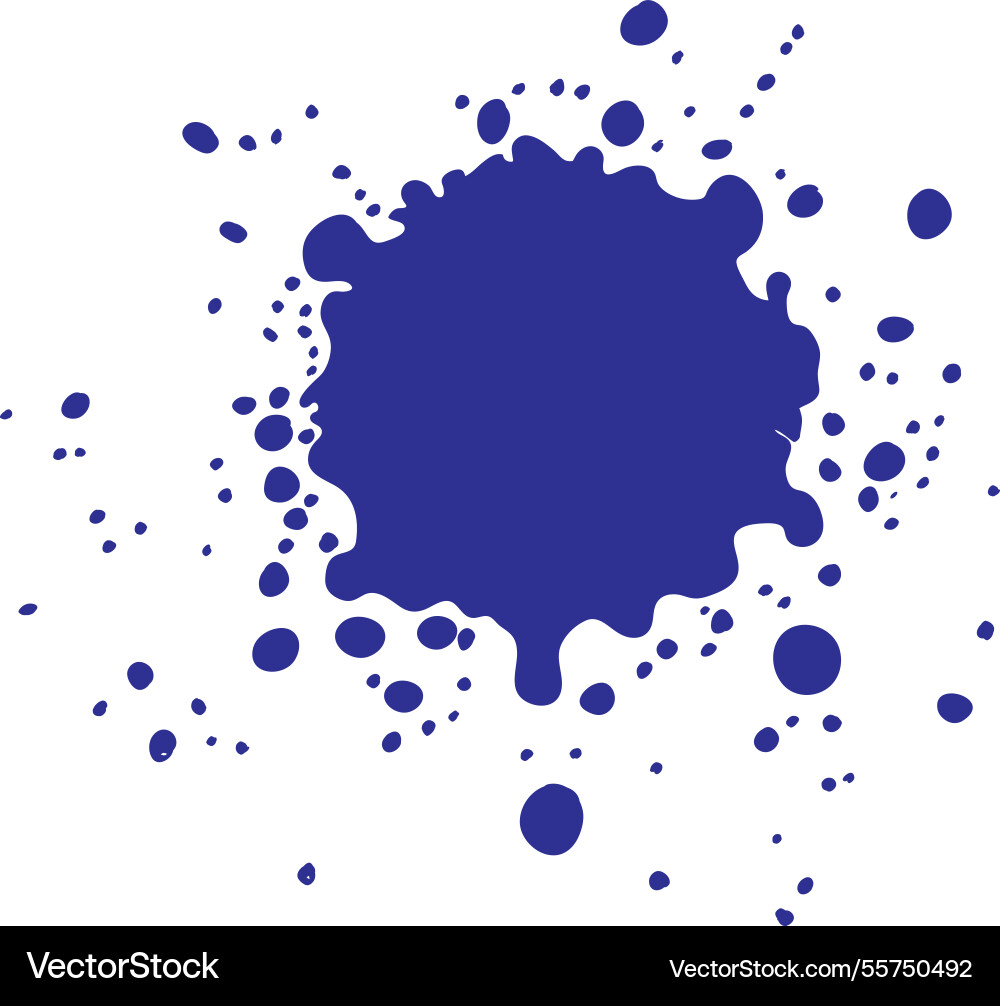 Dynamic of a blue ink splash with scattered Vector Image