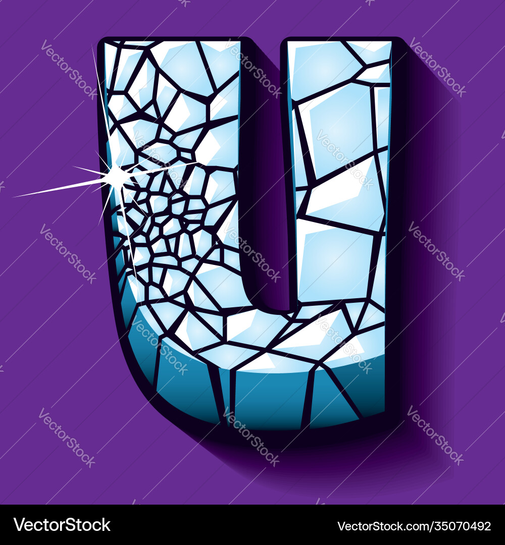 Frozen Letter U - Ice Font Royalty Free Vector Image